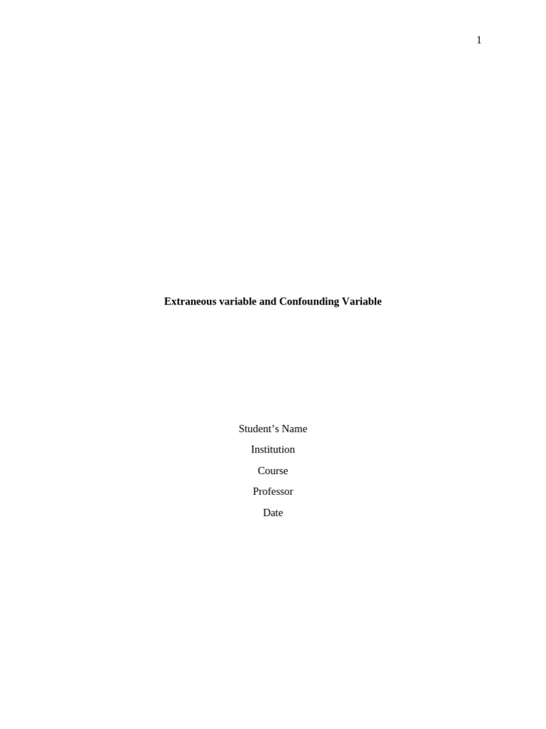 Extraneous variable and Confounding Variable | PDF