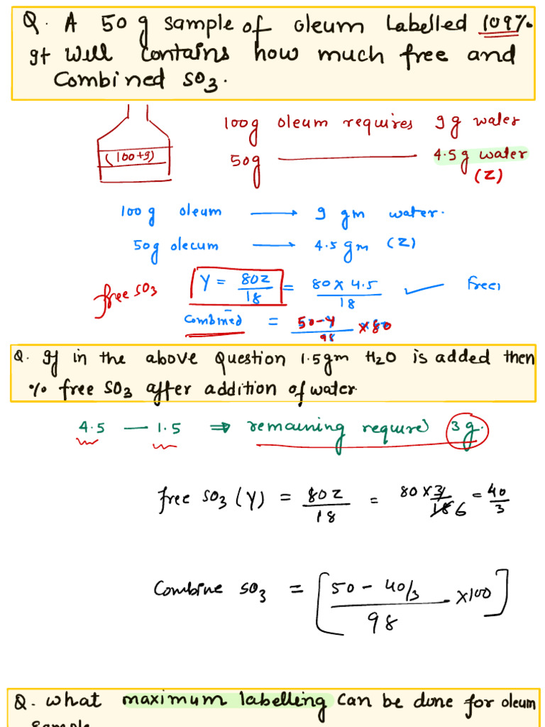 Oleum Question | PDF | Sulfur