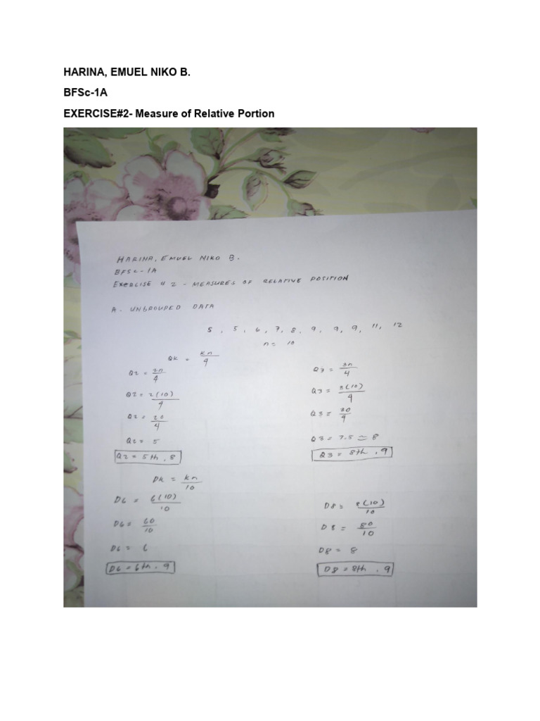 GEC MATH EXERCISE2 BFSC 1A HARINA | PDF