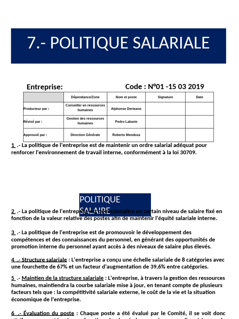 Politique Salariale de l'Entreprise | PDF | Salaires | Business
