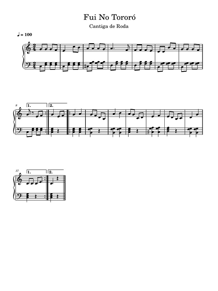 Children's Song: Fui No Tororó | PDF