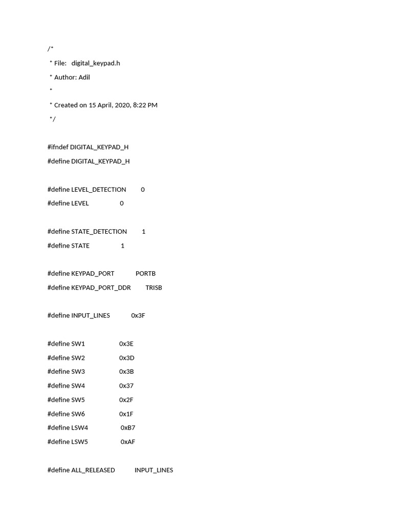 Digital Keypad.h | PDF