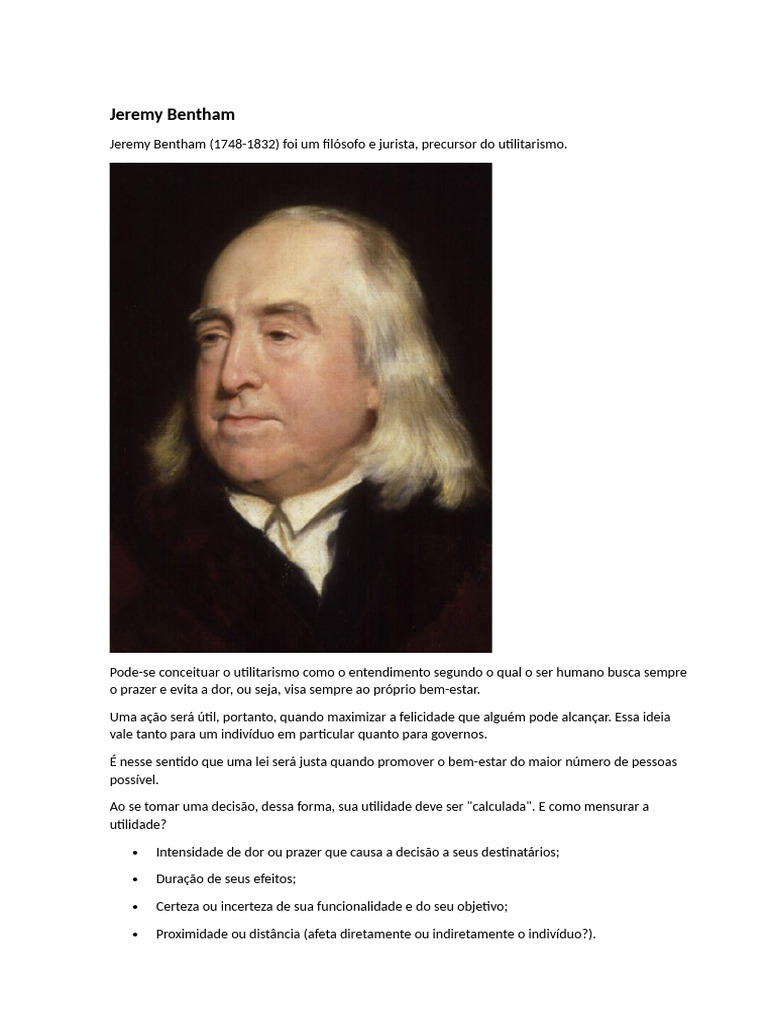 Utilitarismo: Bentham e Mill | PDF | Utilitarismo | John Stuart Mill