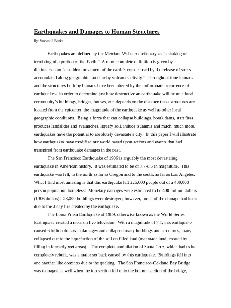 Earthquakes and Damages To Human Structures | PDF | Earthquakes | Solid ...
