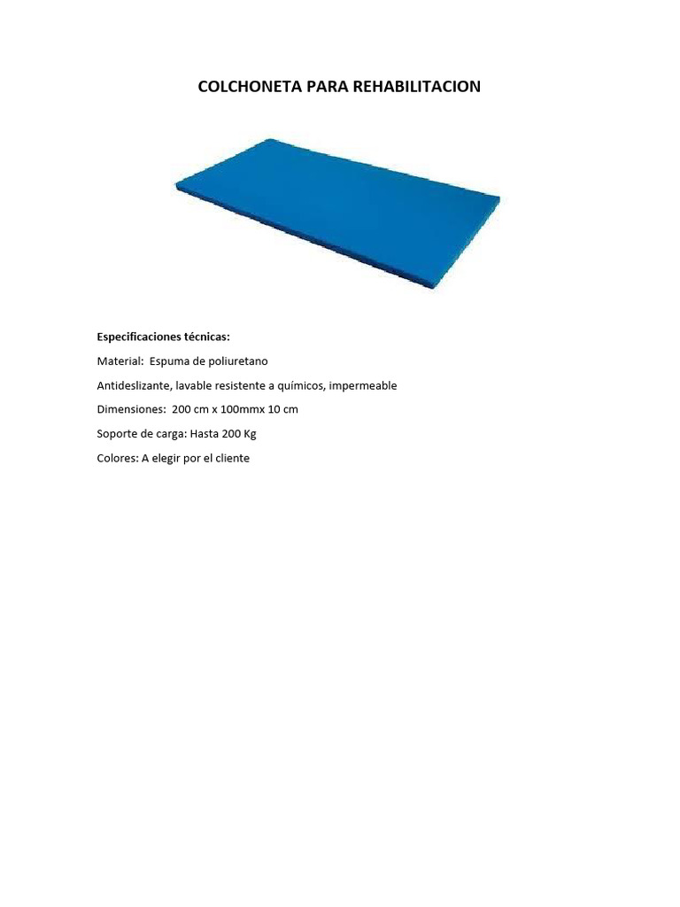 Colchoneta Antideslizante para Rehabilitación | PDF