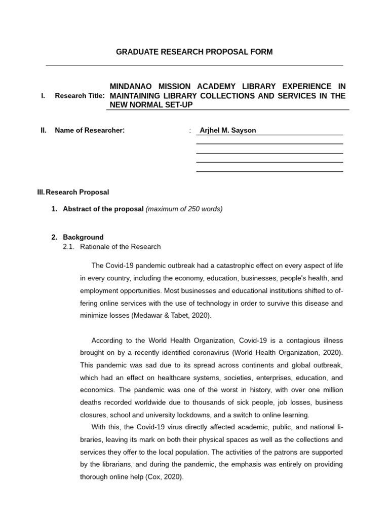 Sample Research Proposal | PDF | Libraries | Qualitative Research