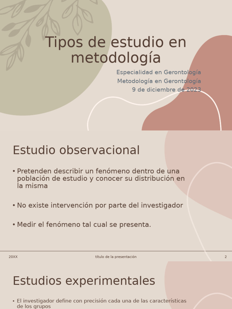 Tipos de Estudio en Metodología | PDF | Estudio de cohorte | Método ...