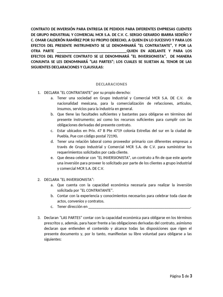 Contrato General MCR | PDF | Economias