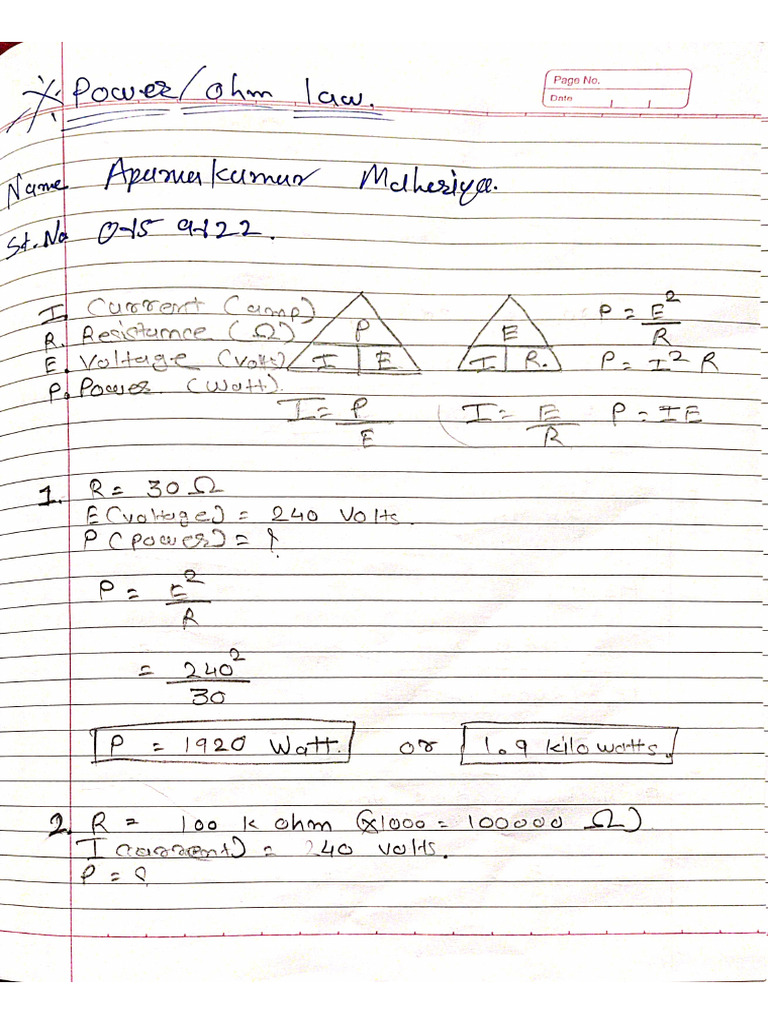 Power Ohm Practice | PDF