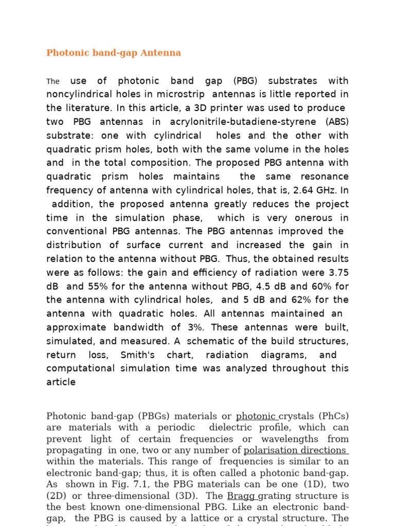 5.1 Photonic Band Gap | PDF | Antenna (Radio) | Wafer (Electronics)