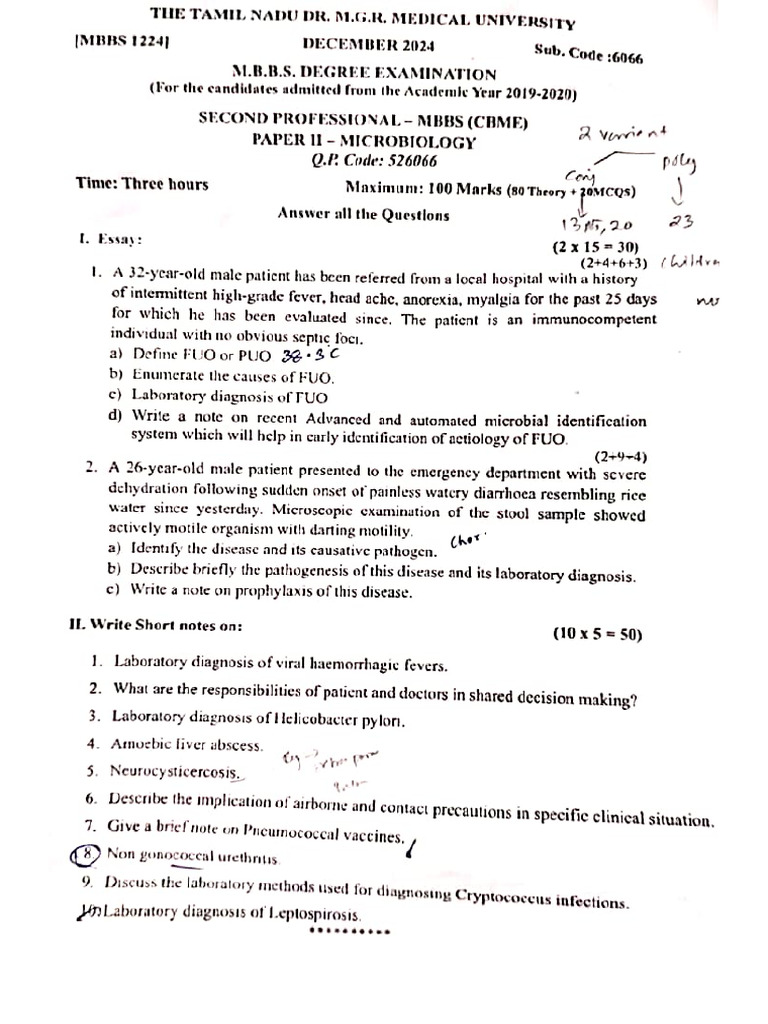 Microbiology Paper 2 Dec 24 | PDF