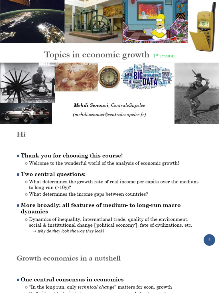 Slides M2 Growth - 1a - Intro - 2024-25 | PDF | Economic Growth | Theory