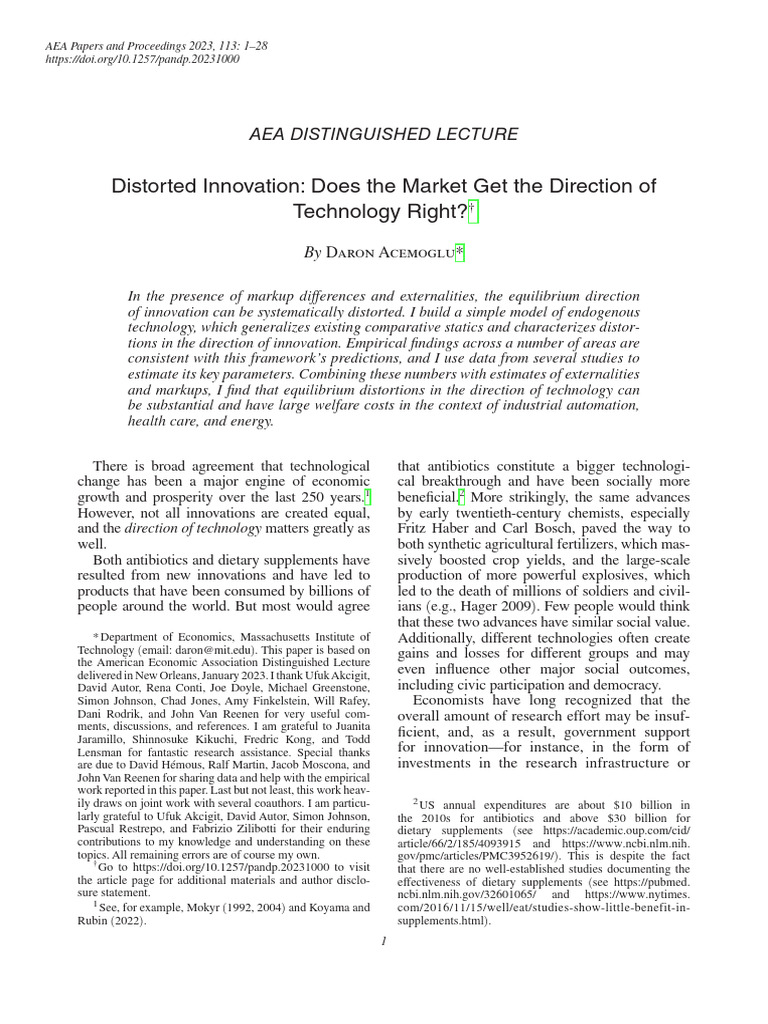 2 - Acemoglu 2023 | PDF | Externality | Economic Equilibrium