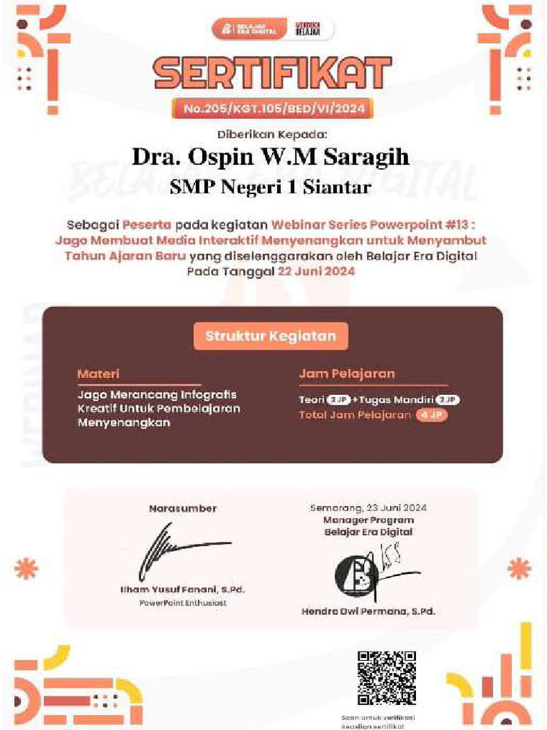 Sertifikat Ospin 4 JP Era Digital PDF | PDF