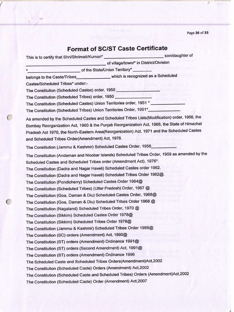 Formats of Different Certificates | PDF | Caste | Dalit