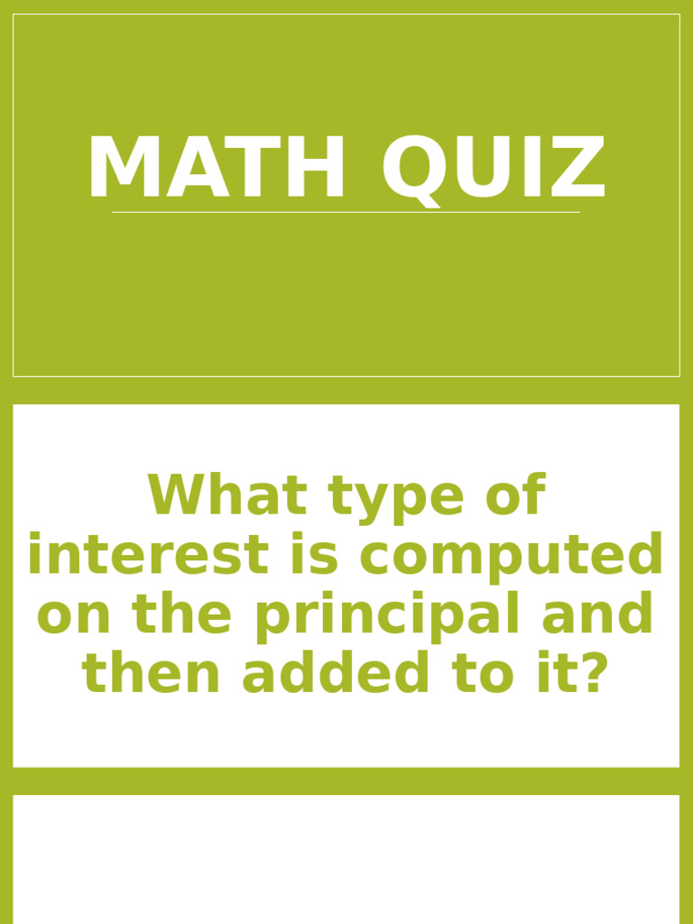 Math Quiz on Interest and Loans | PDF | Interest | Compound Interest
