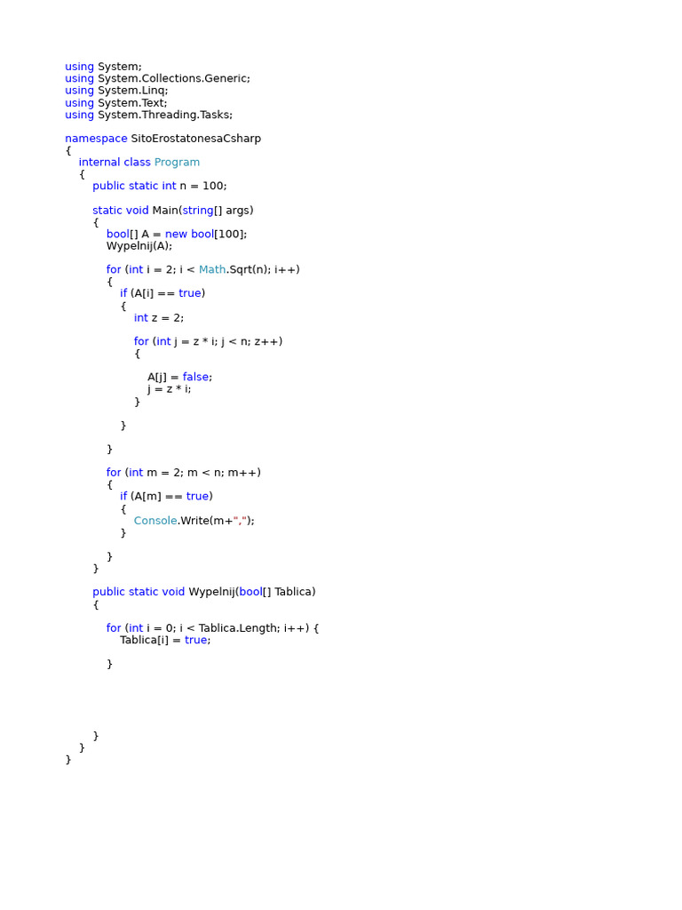 Implementacja Sita Erostatonesa CSharp | PDF