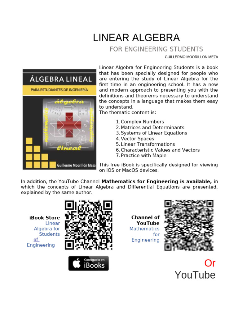 Linear Algebra For Engineering Students | PDF
