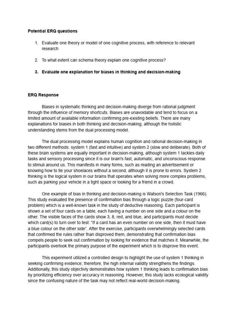 ERQ Response - Psychology | PDF | Thought | Decision Making