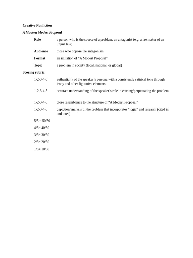 Satirical Proposal on Social Issues | PDF