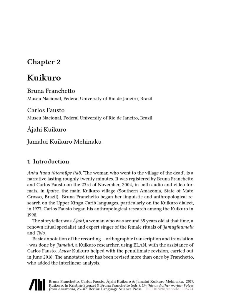 Chapter 2 Kuikuro | PDF | Morphology (Linguistics) | Linguistic Morphology