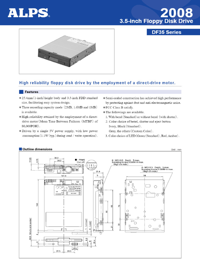 Alps Electronics 3.5 - FDD DF35 Datasheet | PDF