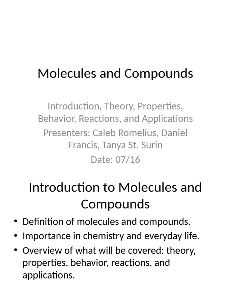 Molecules and Compounds Presentation v2 | PDF