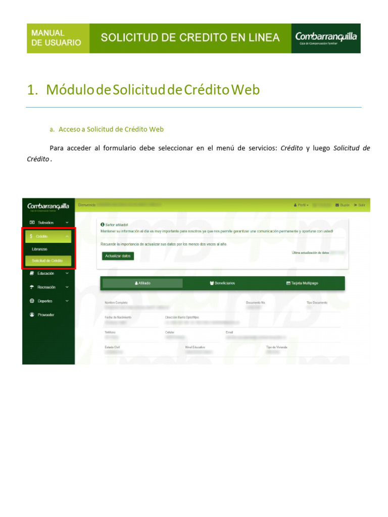 Solicitud de Crédito en Línea Combarranquilla | PDF | Autenticación ...