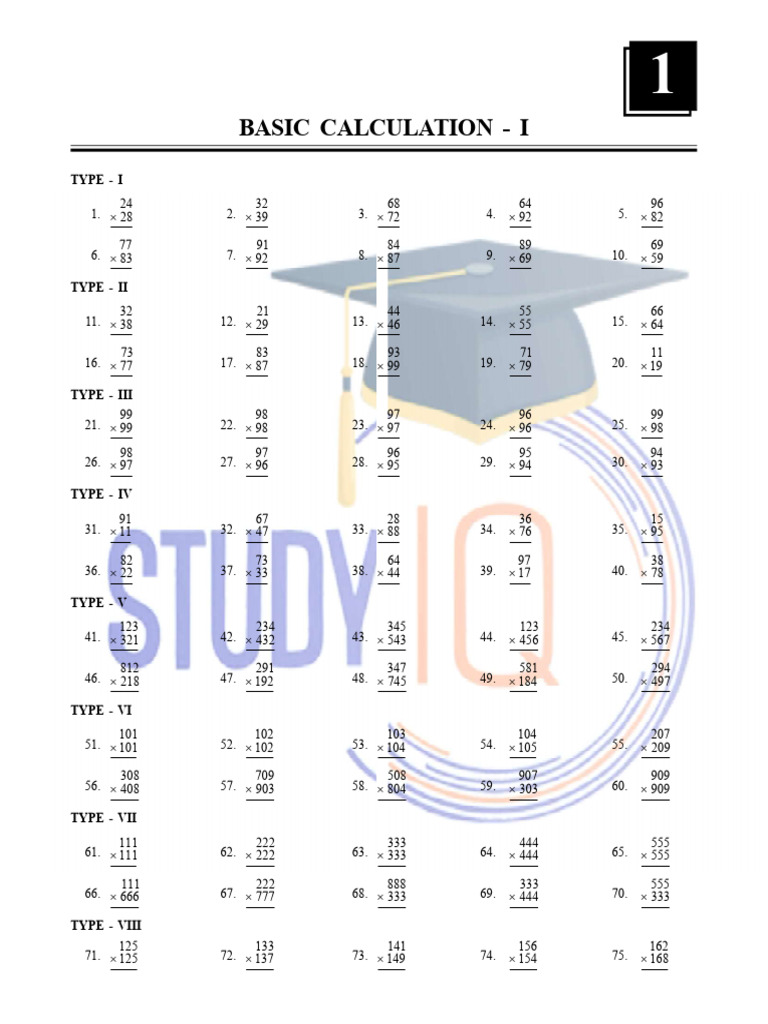 Basic Calculation Exercises 1-2 | PDF