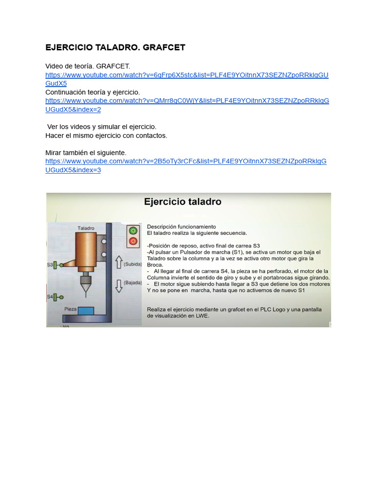 Ejercicio Taladro. Grafcet. | PDF