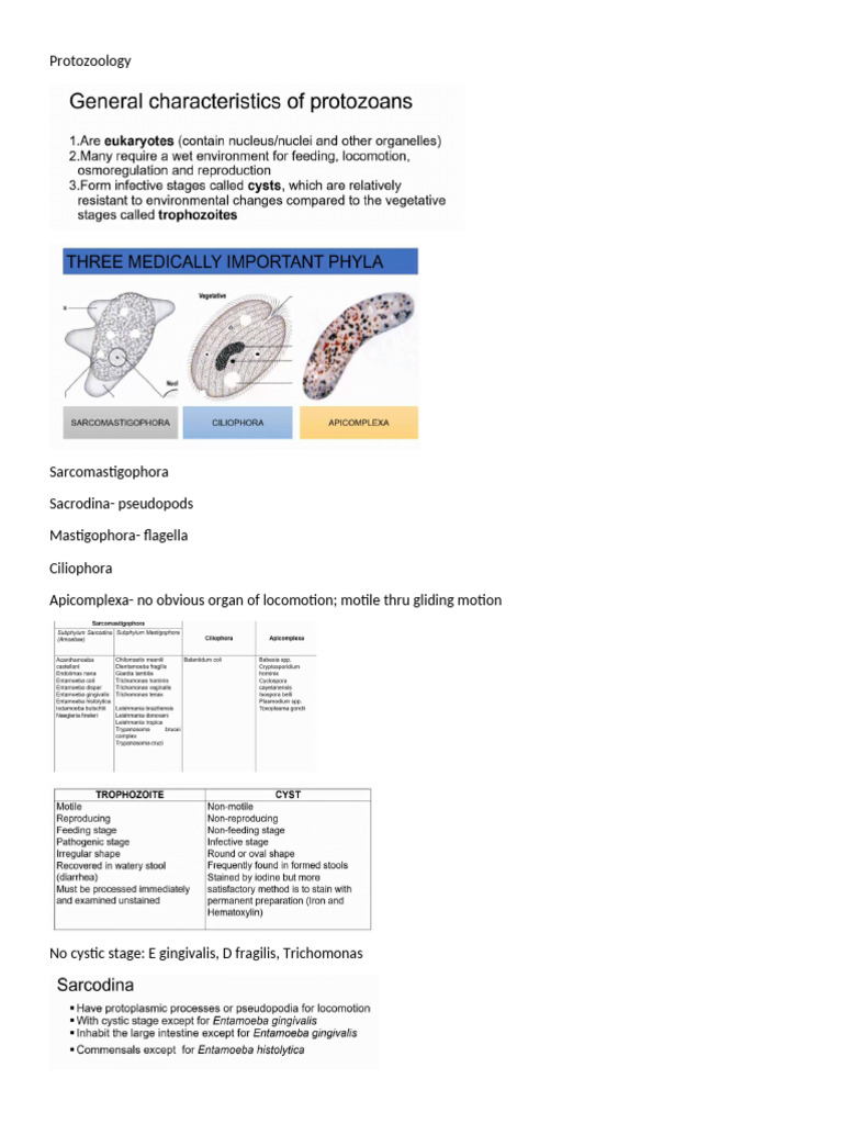 Protozoology: Pathogenic Protozoa Overview | PDF