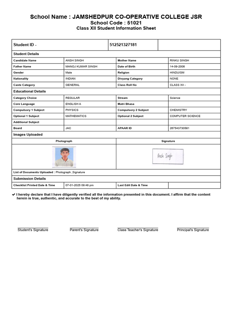 Application Form Pdf jac ansh | PDF