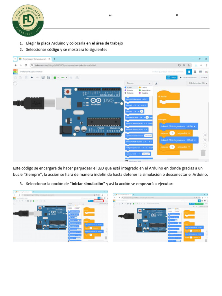 Práctica Tinkercad: LED y Arduino | PDF
