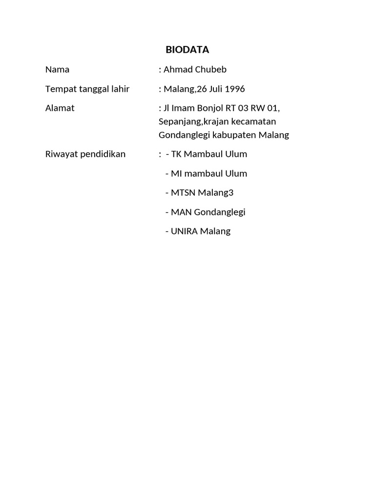Biodata | PDF