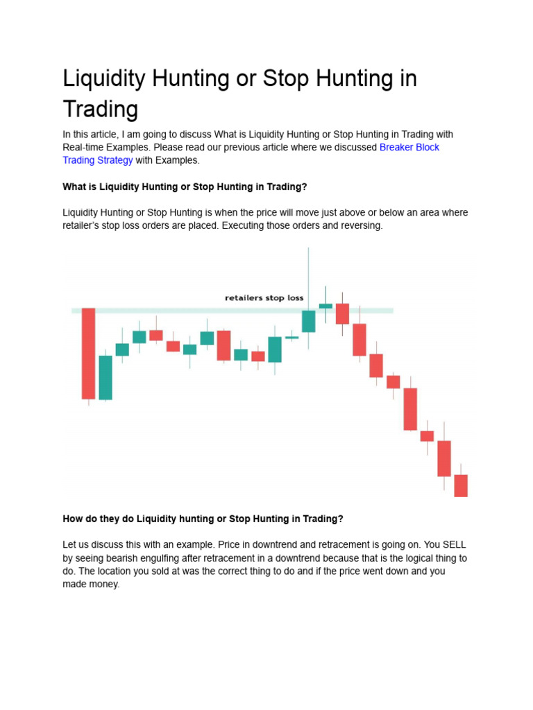 Liquidity Hunting or Stop Hunting in Trading | PDF | Order (Exchange ...