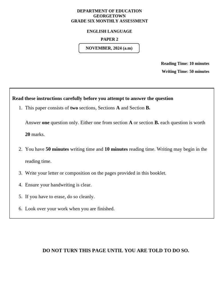 English Paper 2 | PDF | Question