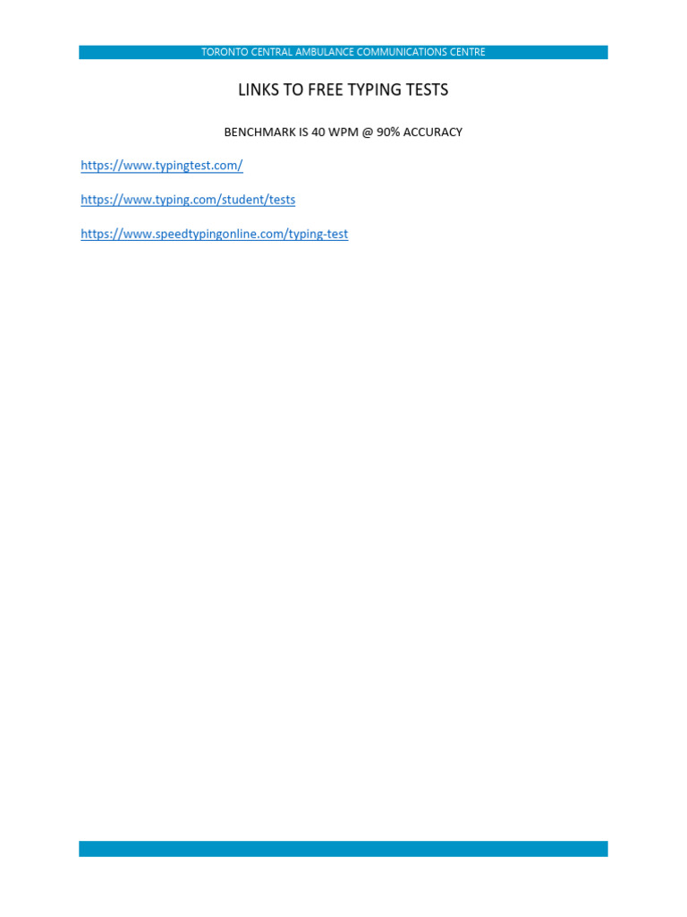 Links to Free Typing Tests | PDF