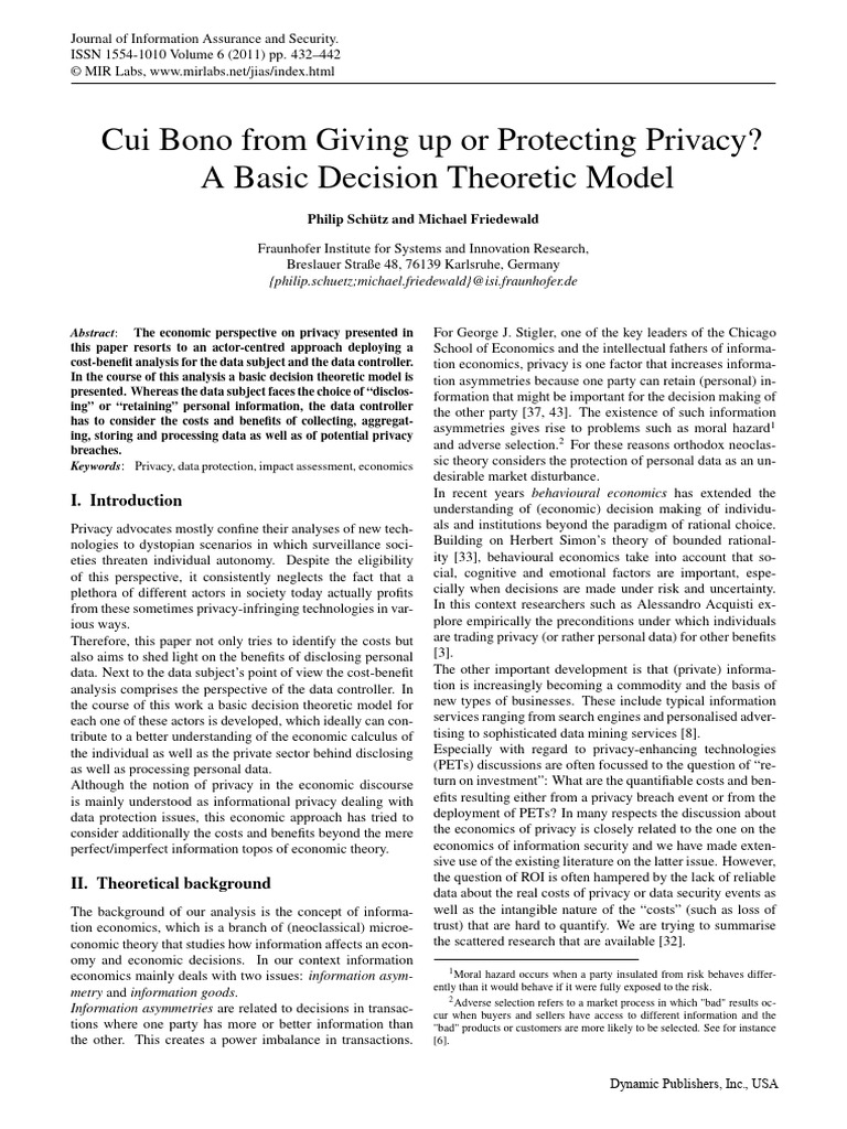 Cui_Bono_from_Giving_up_or_Protecting_Pr | PDF | Privacy | Economics