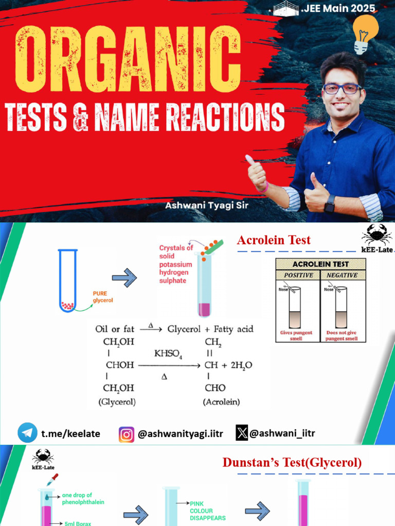 Organic Compound Tests and Reactions | PDF | Aldehyde | Amine
