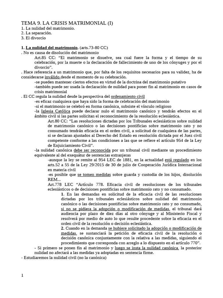 Tema 4 Libro Procesal | PDF | Anulación | Divorcio