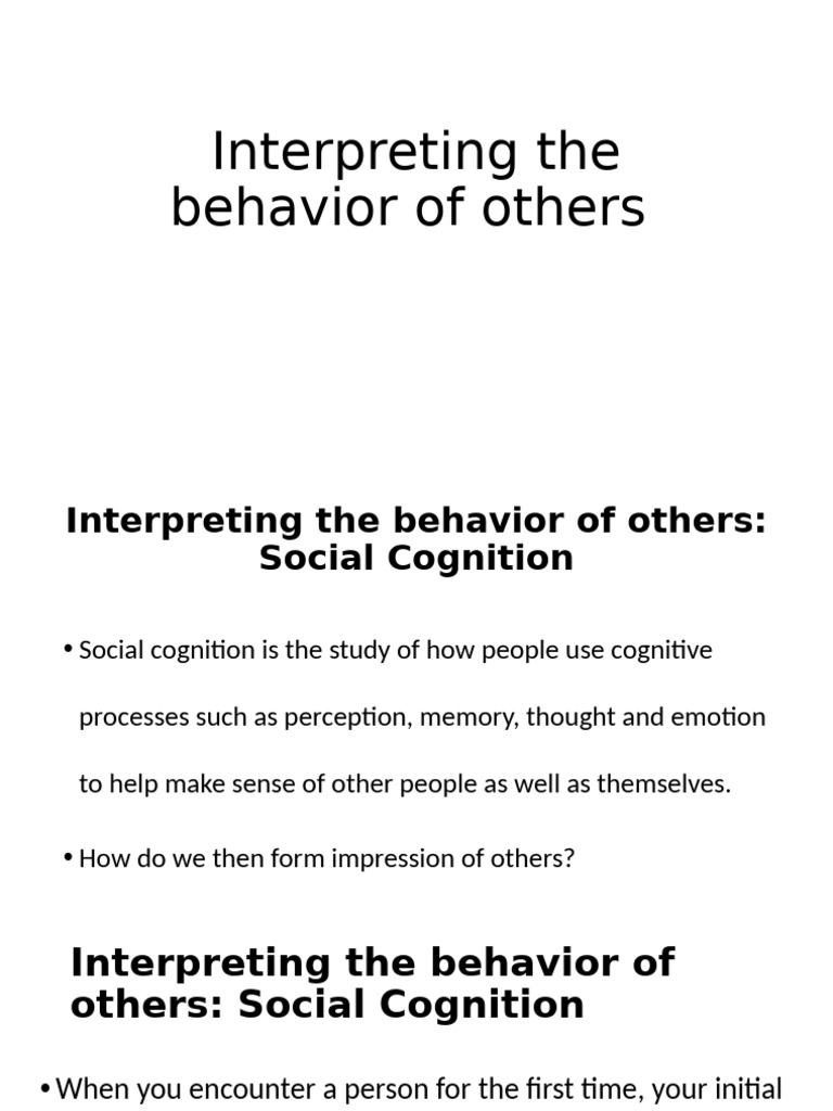 Interpreting The Behavior of Others | PDF