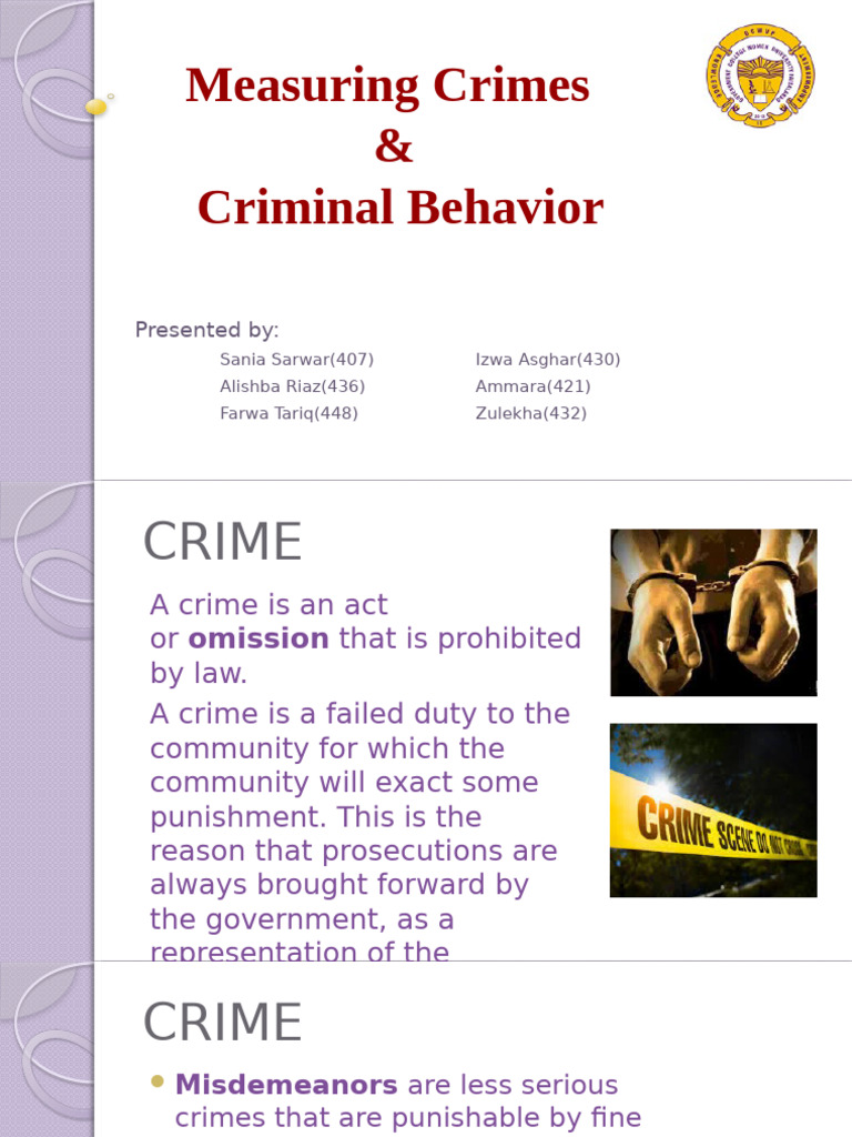 Crime Measurement and Behavior Analysis | PDF | Uniform Crime Reports ...