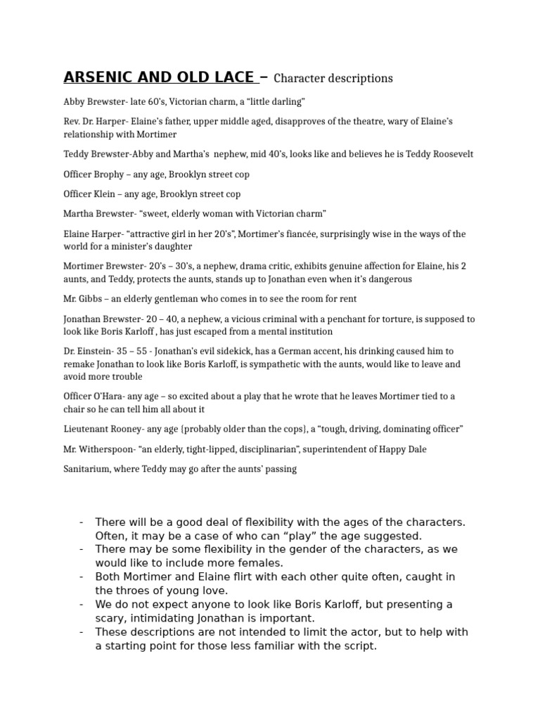Arsenic Character Descriptions | PDF