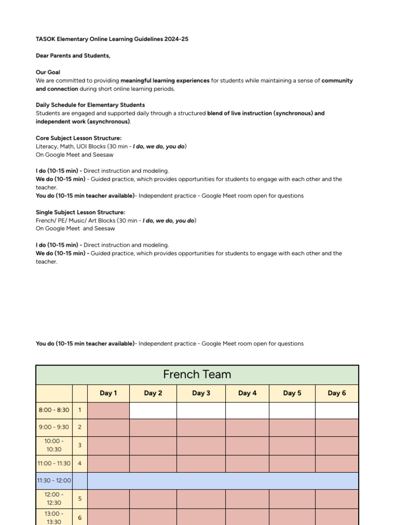 French - Grade 5 (Alessandro Vlerick) - TASOK Elementary Online ...