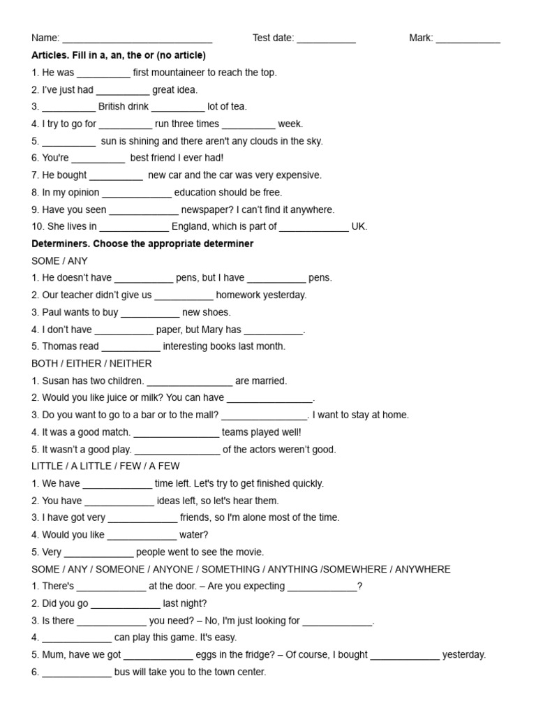 Articles, Determiners, Nouns, Adjective Vs Adverb, Conditionals | PDF ...