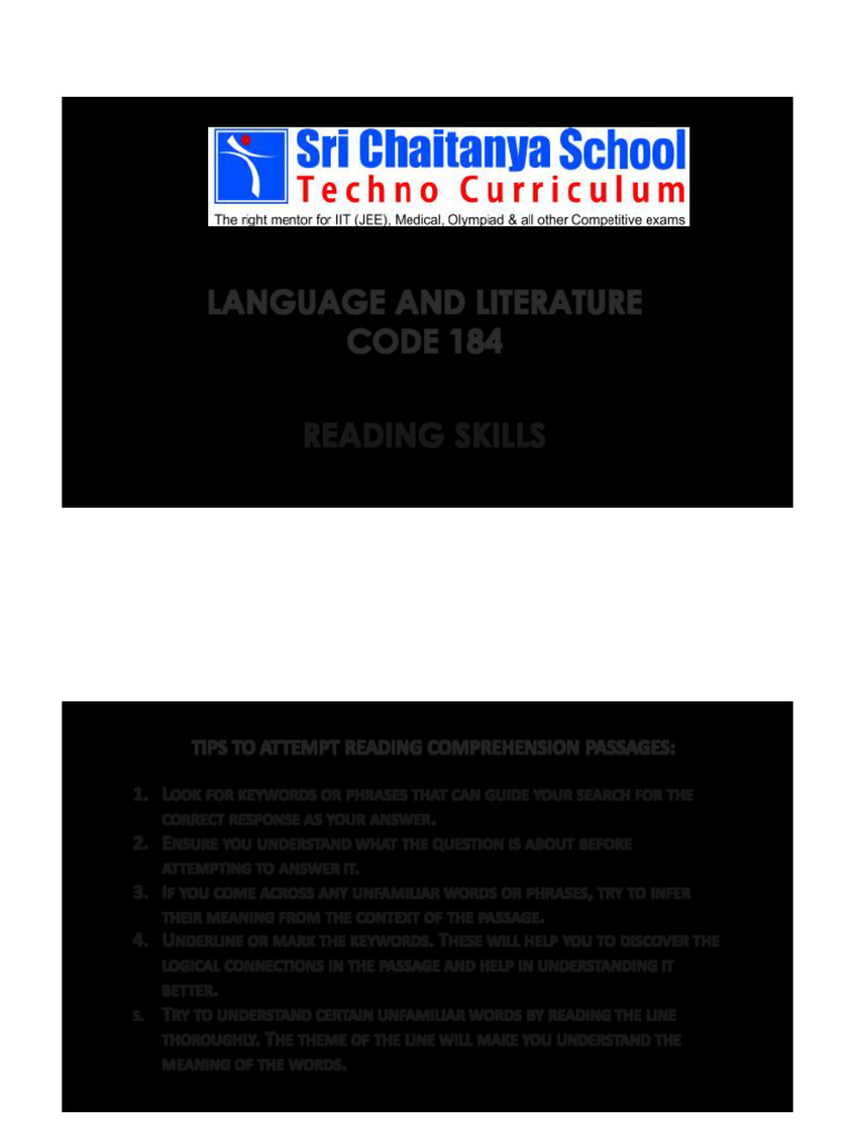 CBSE English Class X Reading Comprehension PPT 23-24 | PDF | Reading Comprehension | Semantics