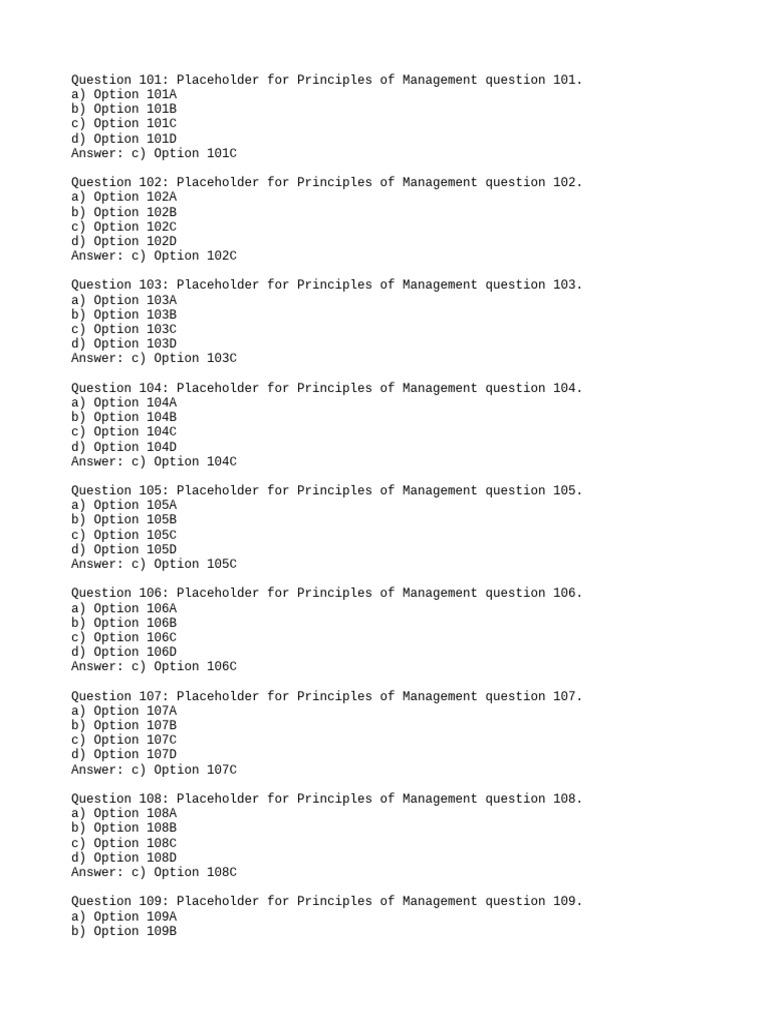 Principles of Management Batch2 100 MCQs | PDF