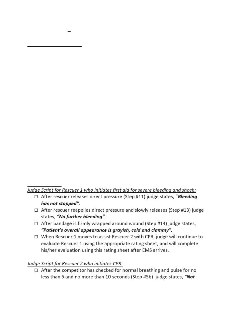 CPRSampleScenarioAug19 | PDF | Cardiopulmonary Resuscitation | First Aid