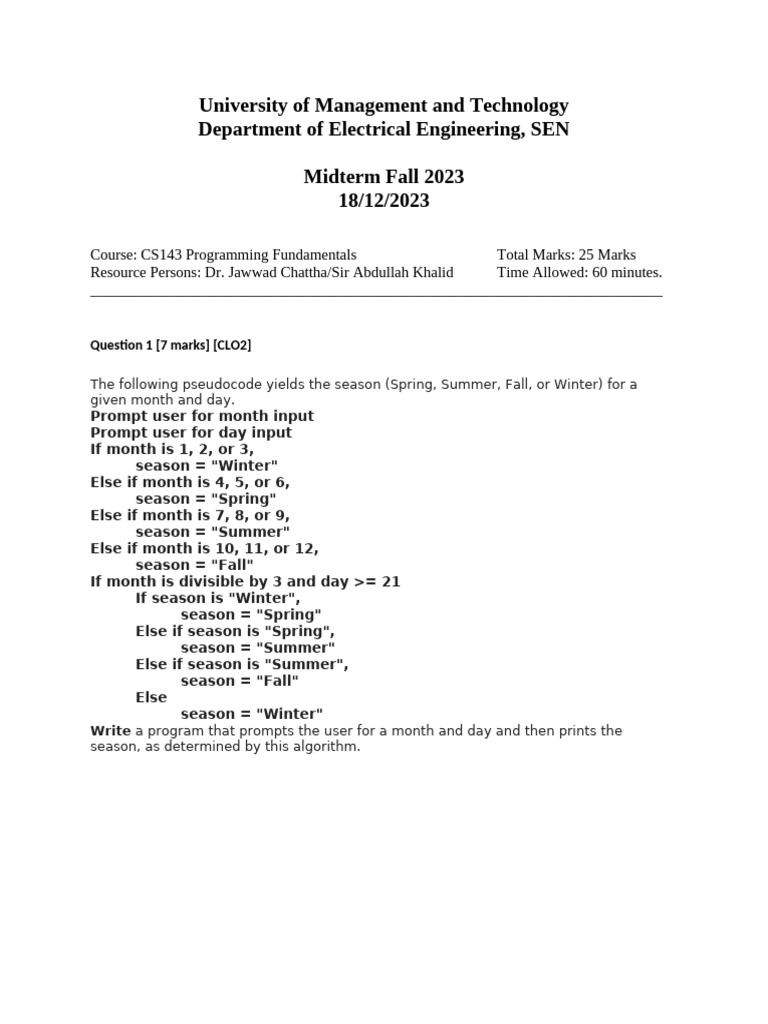 CS143 Midterm Fall 2023 Exam Guide | PDF
