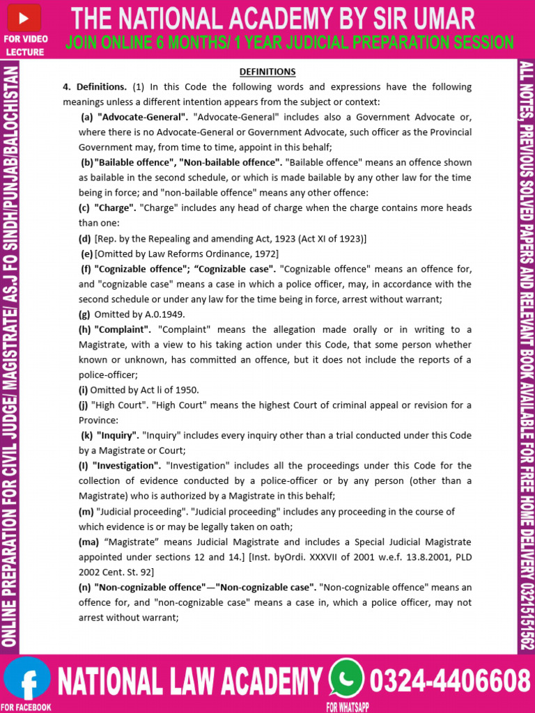 CRPC Notes For Paper 19th August | PDF | Bail | Justice Of The Peace